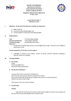 FABM2 - WEEK 3 - FABM 2 - GRADES 1 TO 12 DAILY LESSON LOG School ...