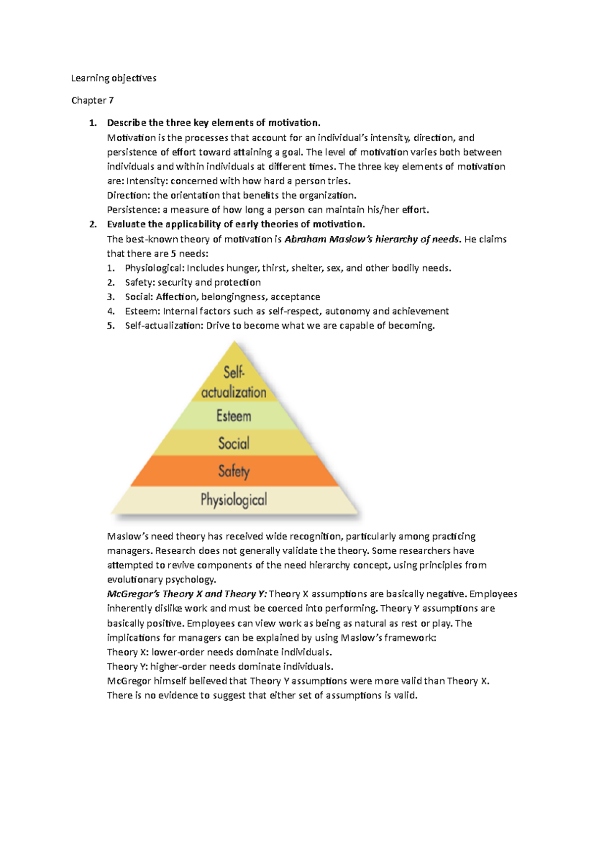 Learning Objectives Chapter 7 - Describe the three key elements of ...