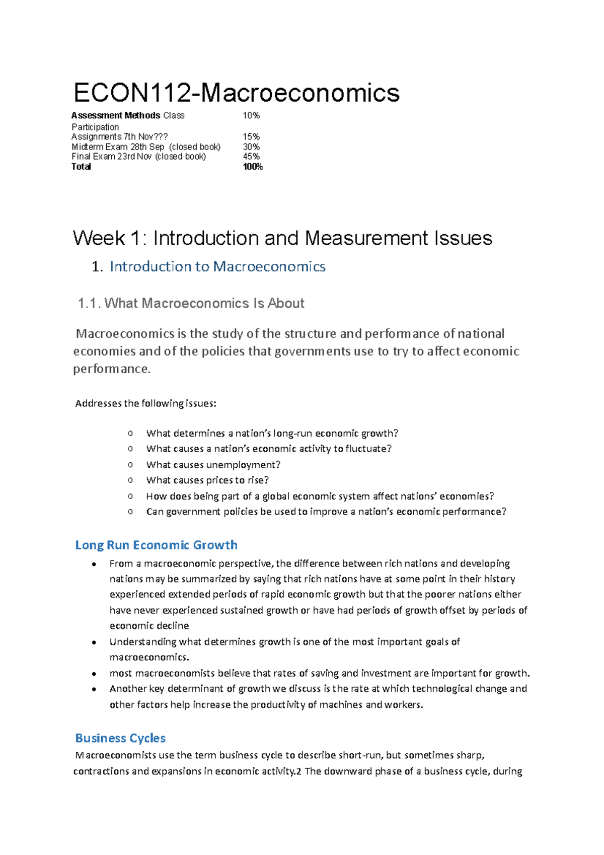 ECON112-Macroeconomics - ECON112-Macroeconomics Assessment Methods ...