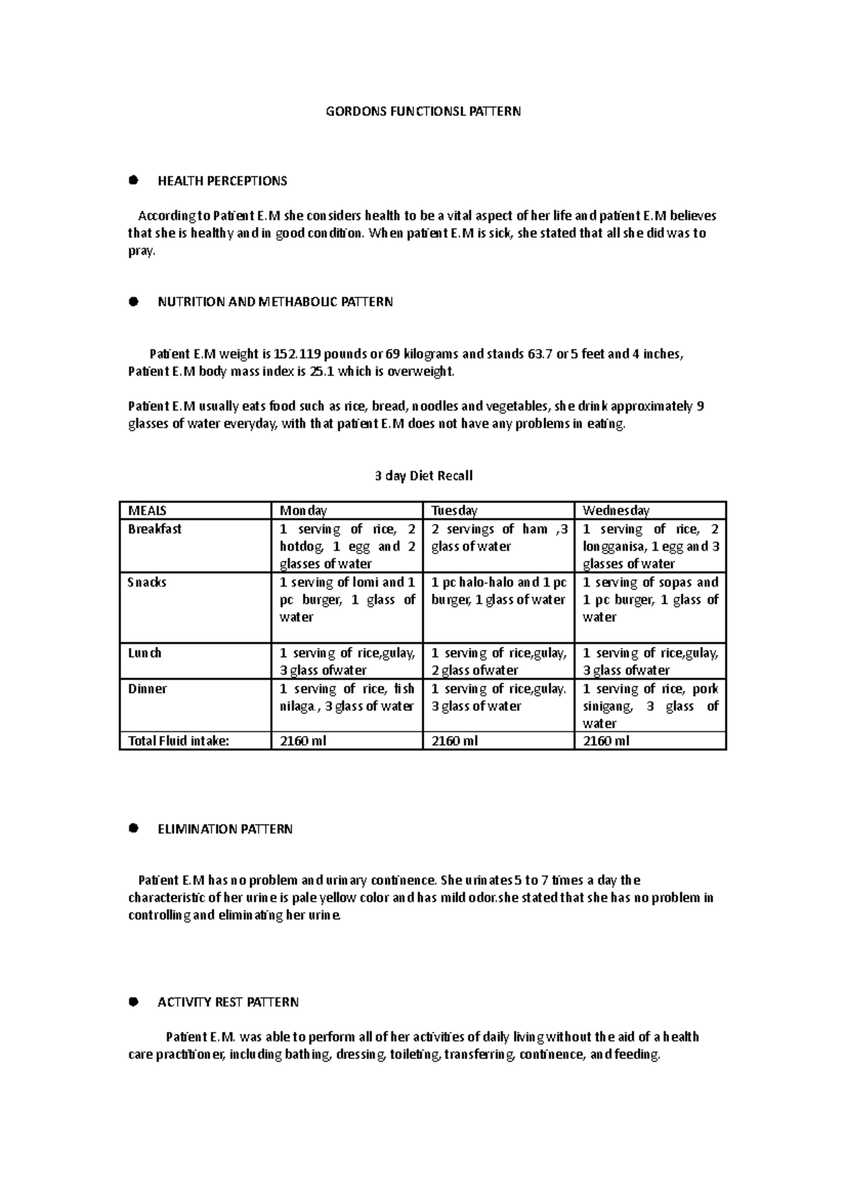 Gordons- Functional- Pattern - GORDONS FUNCTIONSL PATTERN HEALTH ...