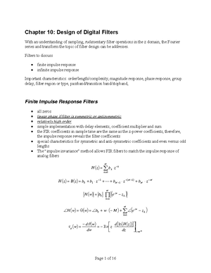 Lecture notes, lecture 10 (2) - Chapter 10: Design of Digital Filters ...
