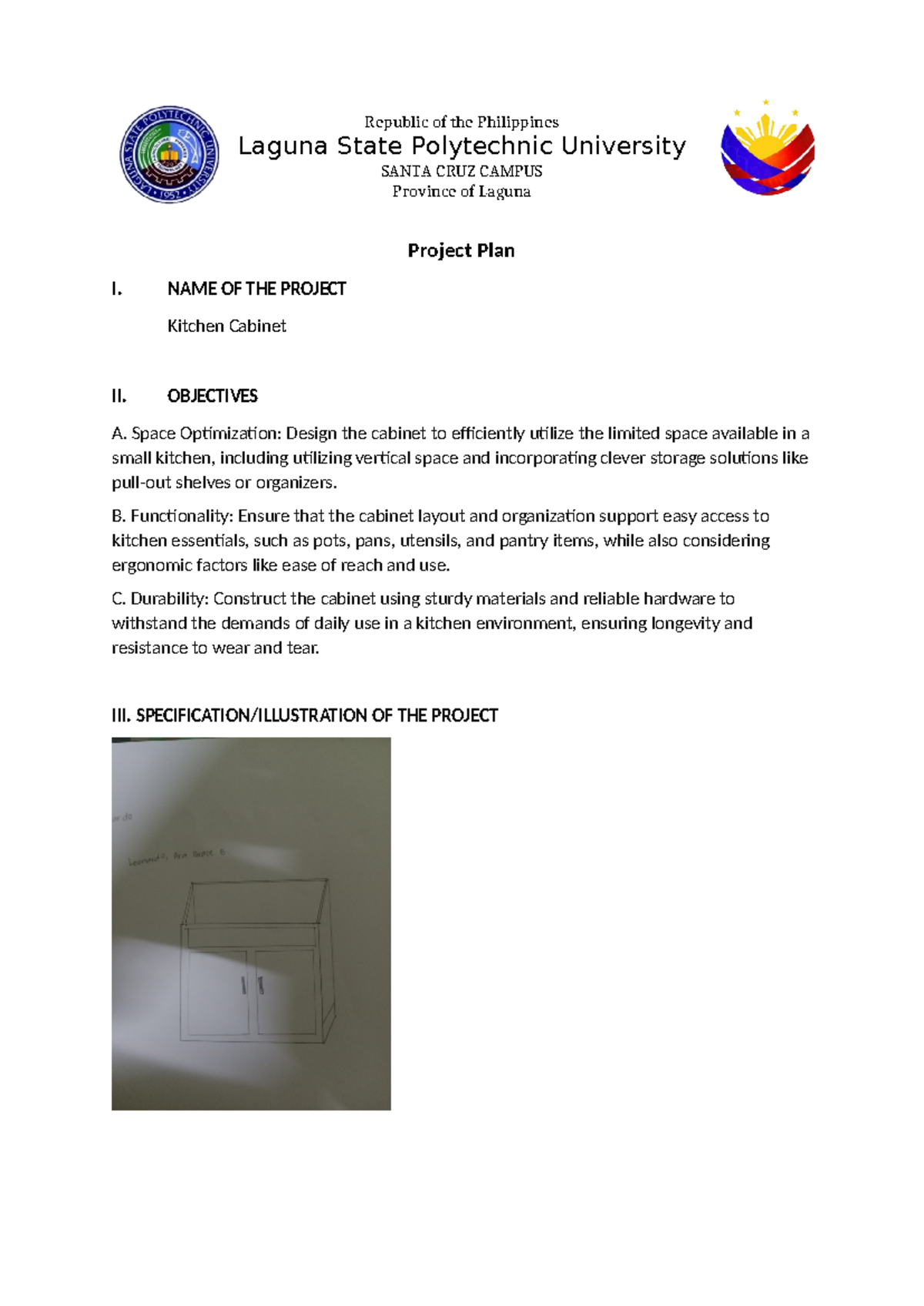 Project plan IN CIVIL TECH - Republic of the Philippines Laguna State ...