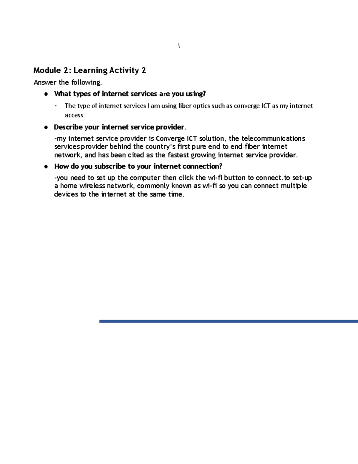 IT ERA - IT ERA - \ Module 2: Learning Activity 2 Answer the following ...