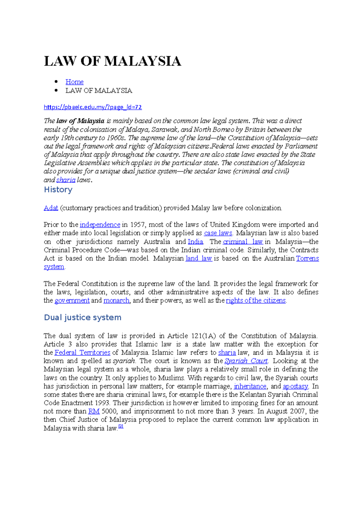 Law Of Malaysia Pbaelc Law Of Malaysia Home Law Of Malaysia Pbaelc