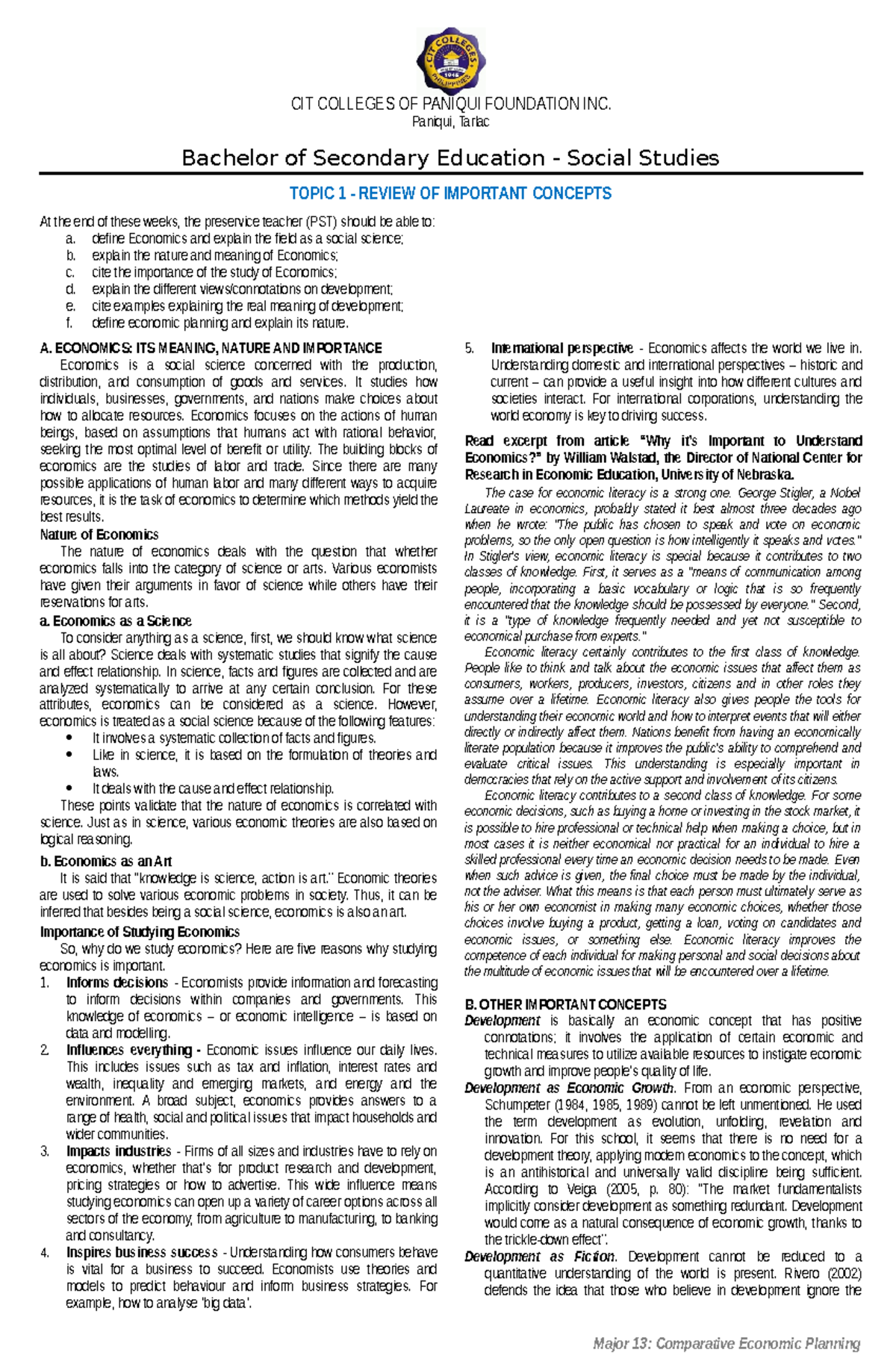 Major 13 - Topic 1 copy - Lecture note - CIT COLLEGES OF PANIQUI ...