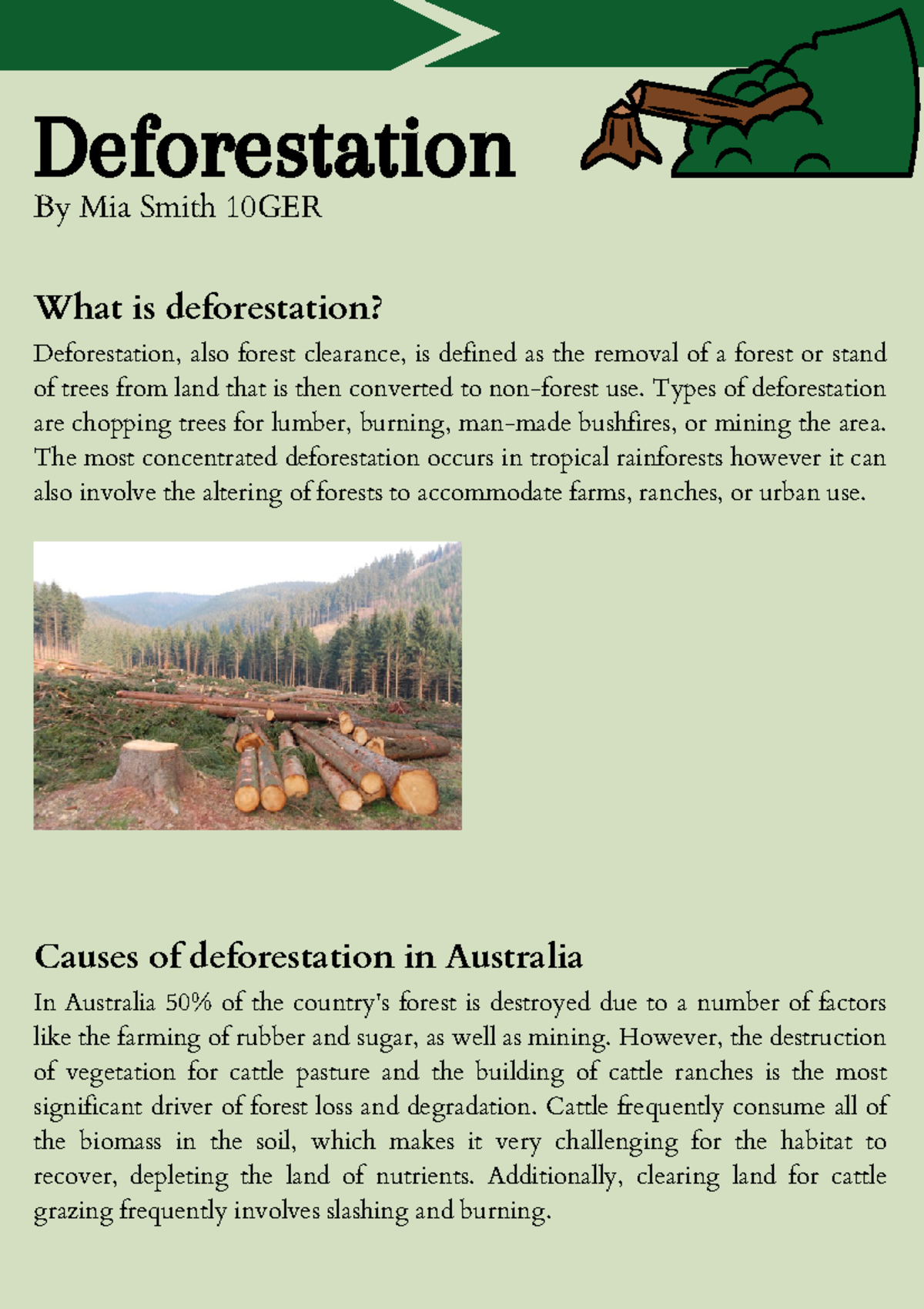 Deforestation - Deforestation By Mia Smith 10GER What is deforestation ...