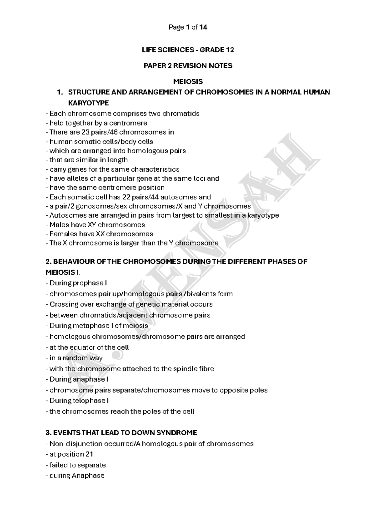 Mensah LFSC P2 GD12 Summary - LIFE SCIENCES - GRADE 12 PAPER 2 REVISION ...