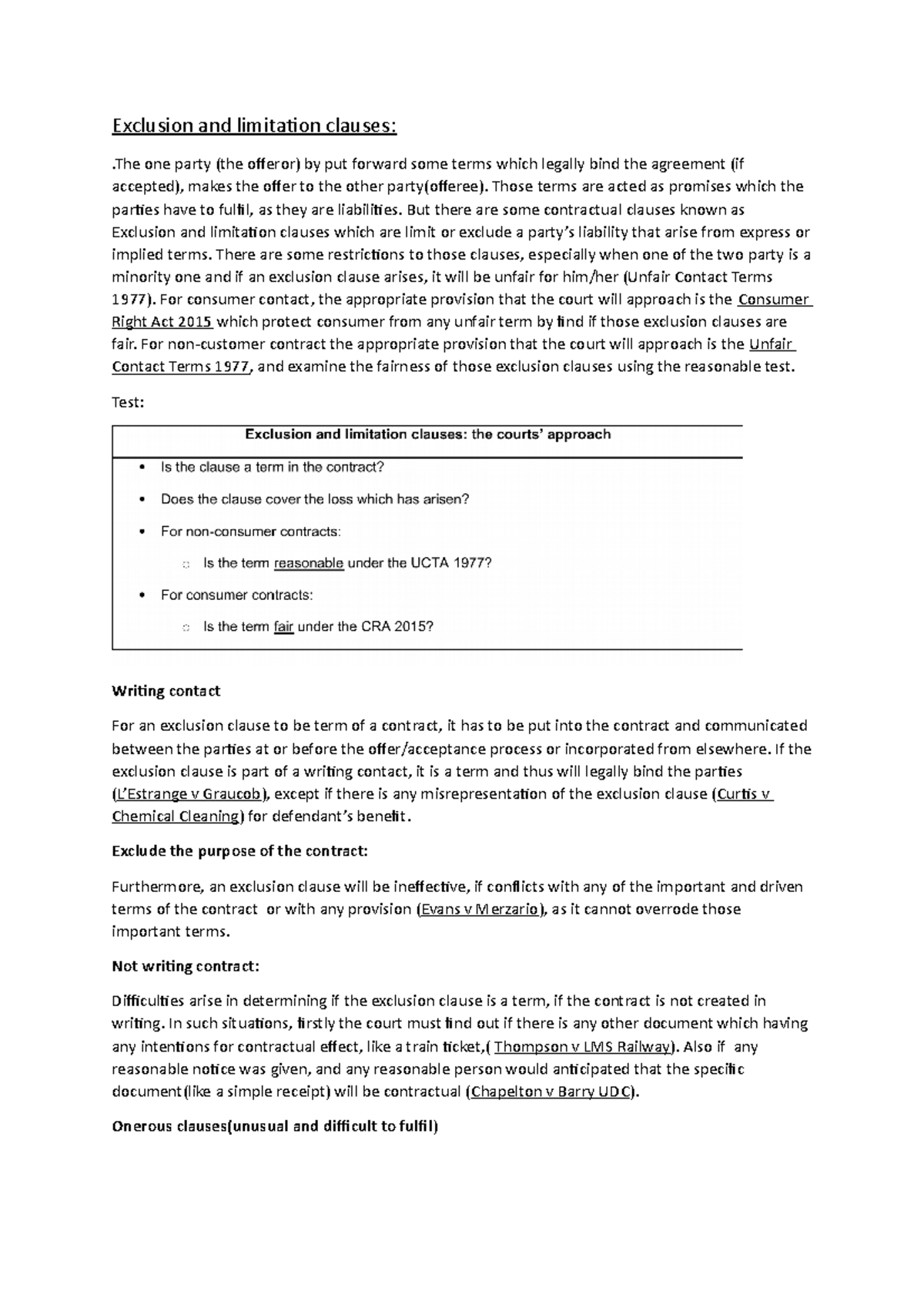 Lecture 11 exclusion clauses - Exclusion and limitation clauses: .The ...