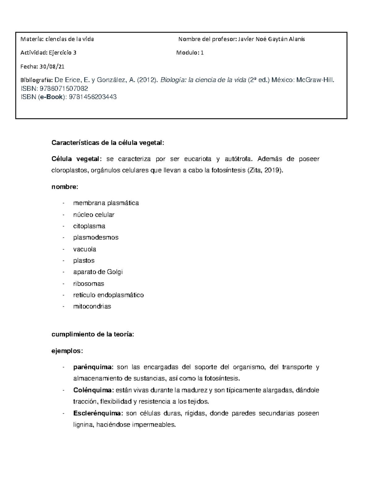 Actividad 3 ciencias de la vida - TecMilenio - Studocu