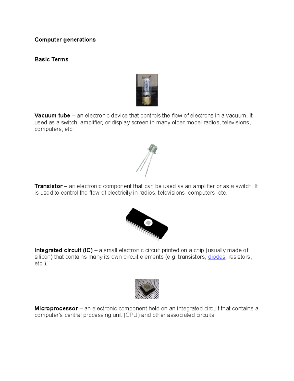 Computer generations - an electronic device that controls the flow of ...
