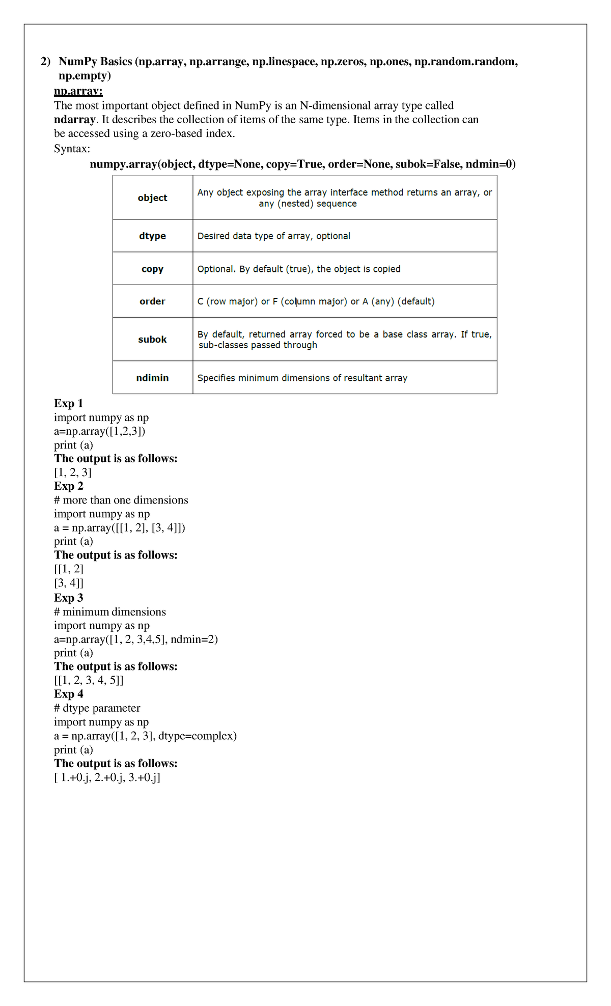 Experiment 2 Numpy Numpy Basics Np Np Np Np Np Nprandom Np 9083