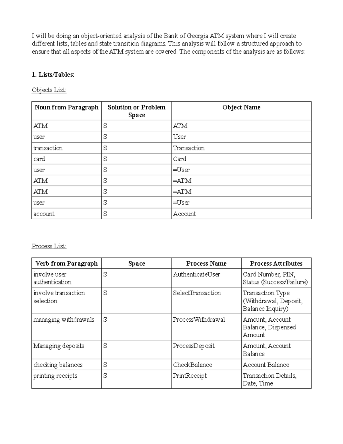 Programming Assignment - I will be doing an object-oriented analysis of ...