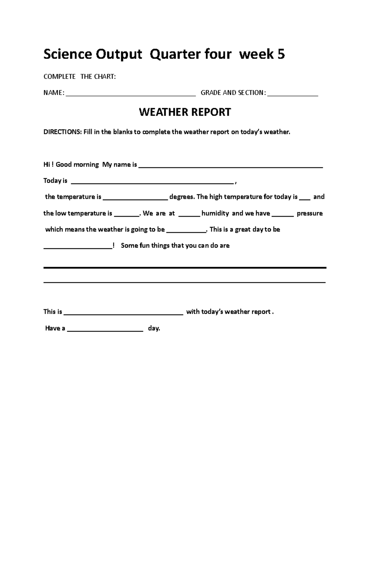 Science output sofia - yow - COMPLETE THE CHART: NAME