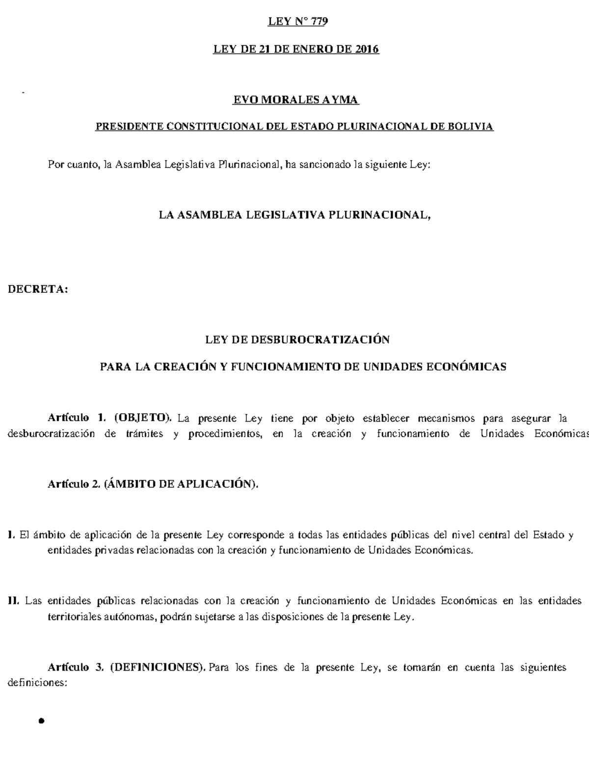 Ley-779 norma-17 - Ley - LEY N° 779 LEY DE 21 DE ENERO DE 2016 EVO MORALES AYMA PRESIDENTE - Studocu