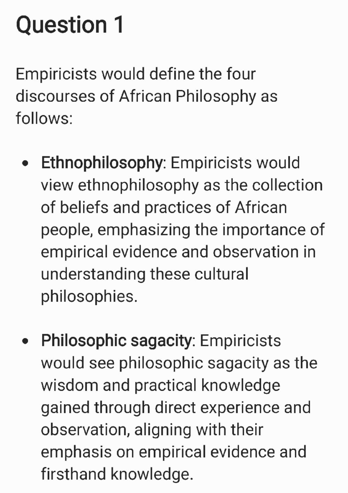 Ass1(23april 2024) - Question 1 Empiricists would define the four ...