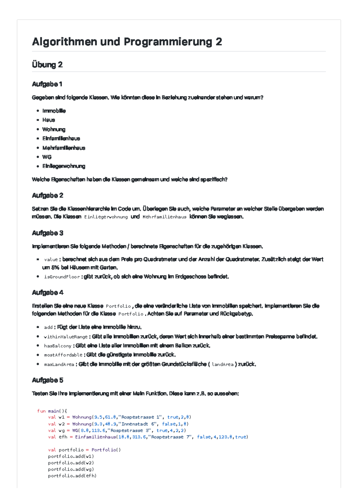 Uebung 2 - Übung 2 - Algorithmen und Programmierung 2 Übung 2 Aufgabe 1 Gegeben sind folgende ...