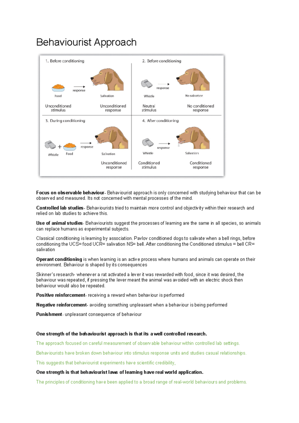 Approaches - Behaviourist Approach Focus on observable behaviour ...