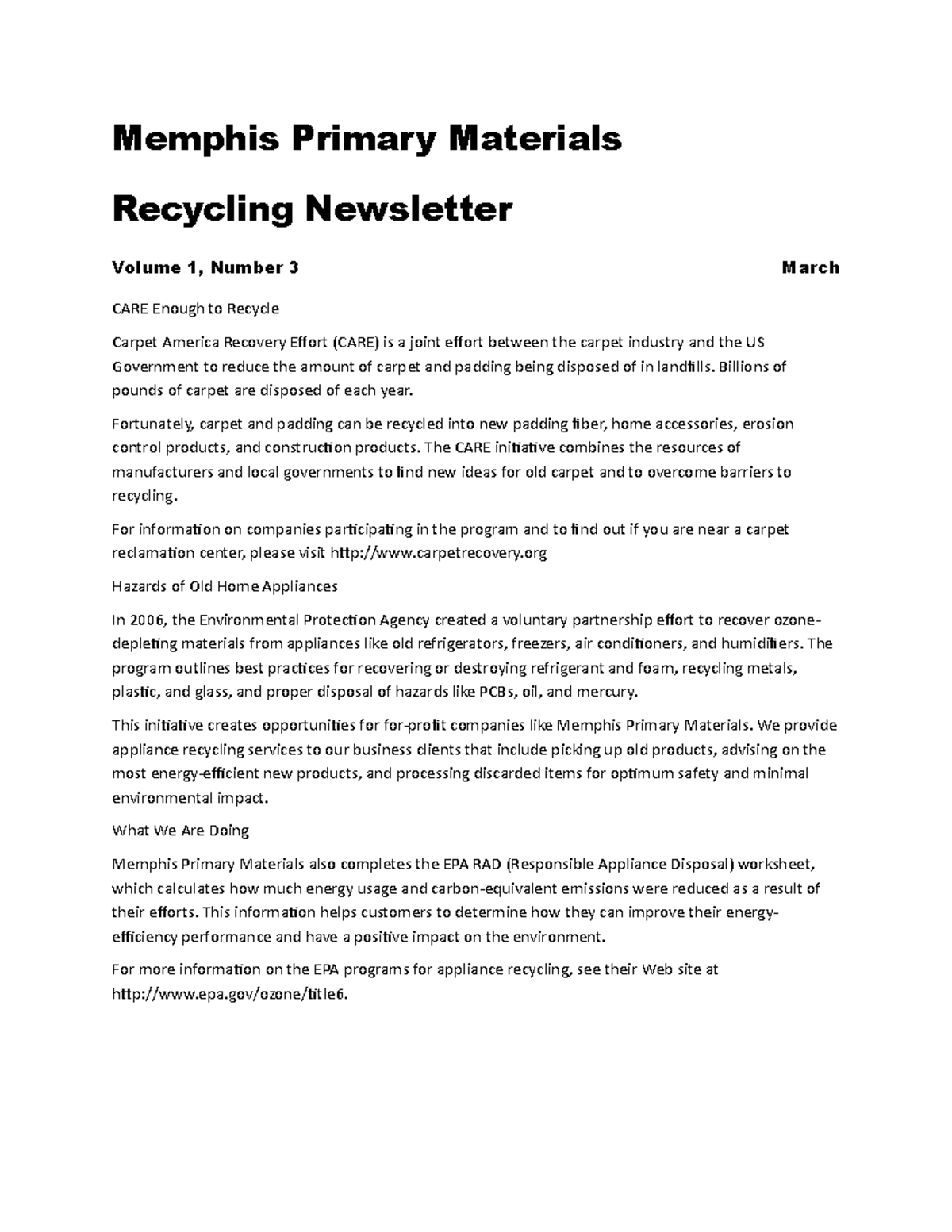 Word 13F Recycling Newsletter - Memphis Primary Materials Recycling ...