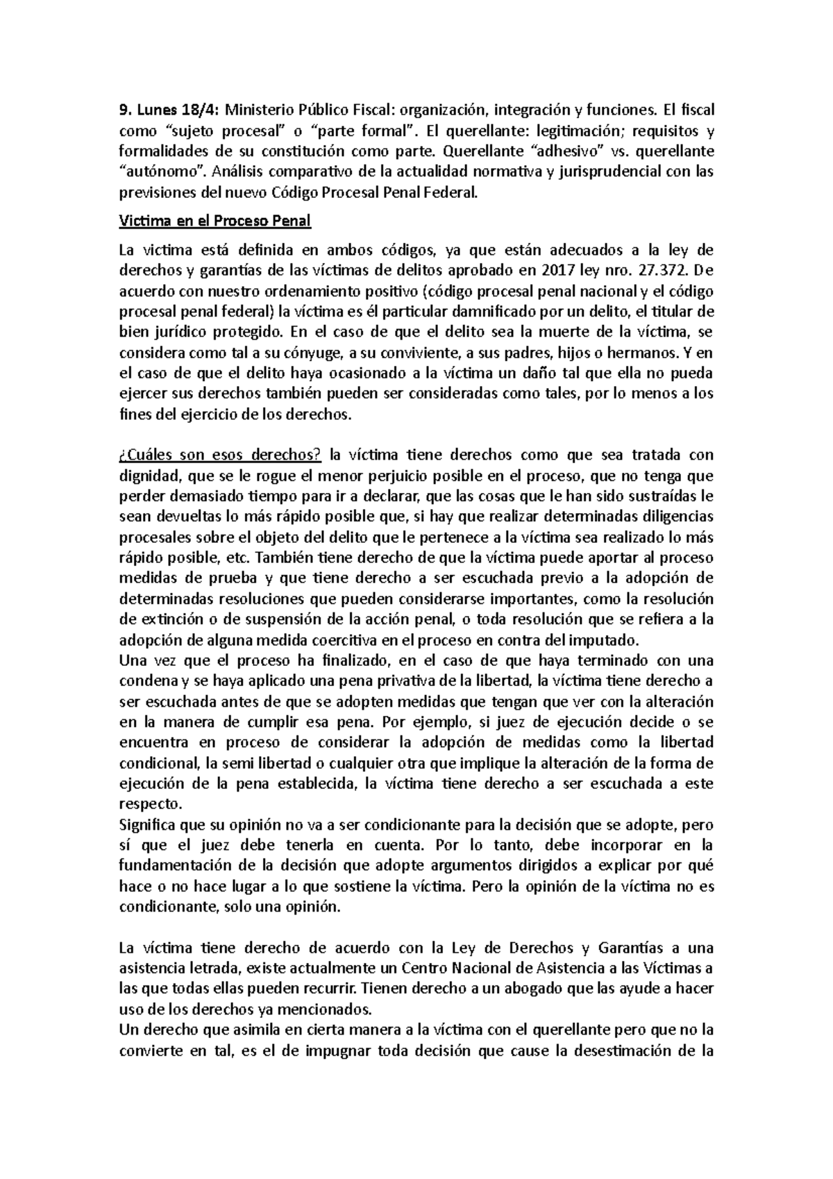 Victima y querellante. Elementos del Derecho Penal - 9. Lunes 18/4 ...