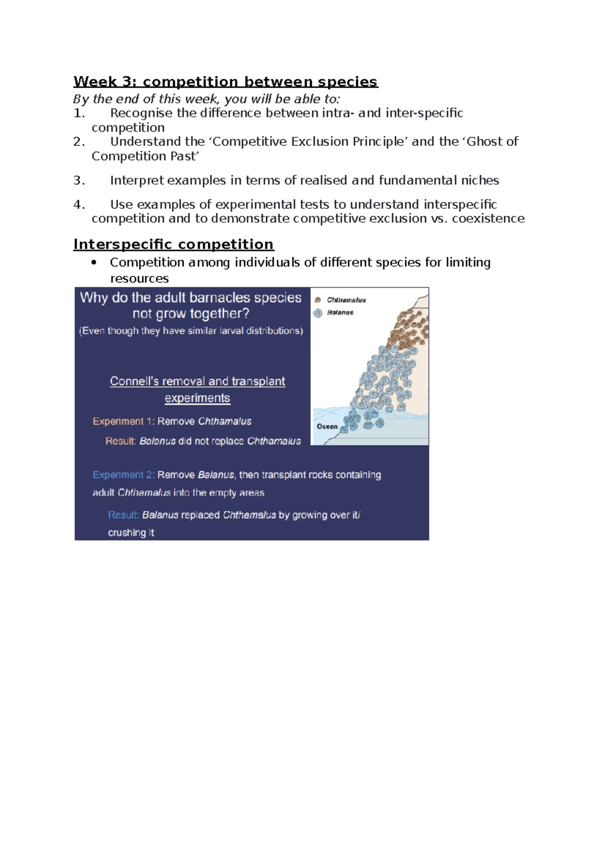 Week 3 competition between species - Week 3: competition between ...