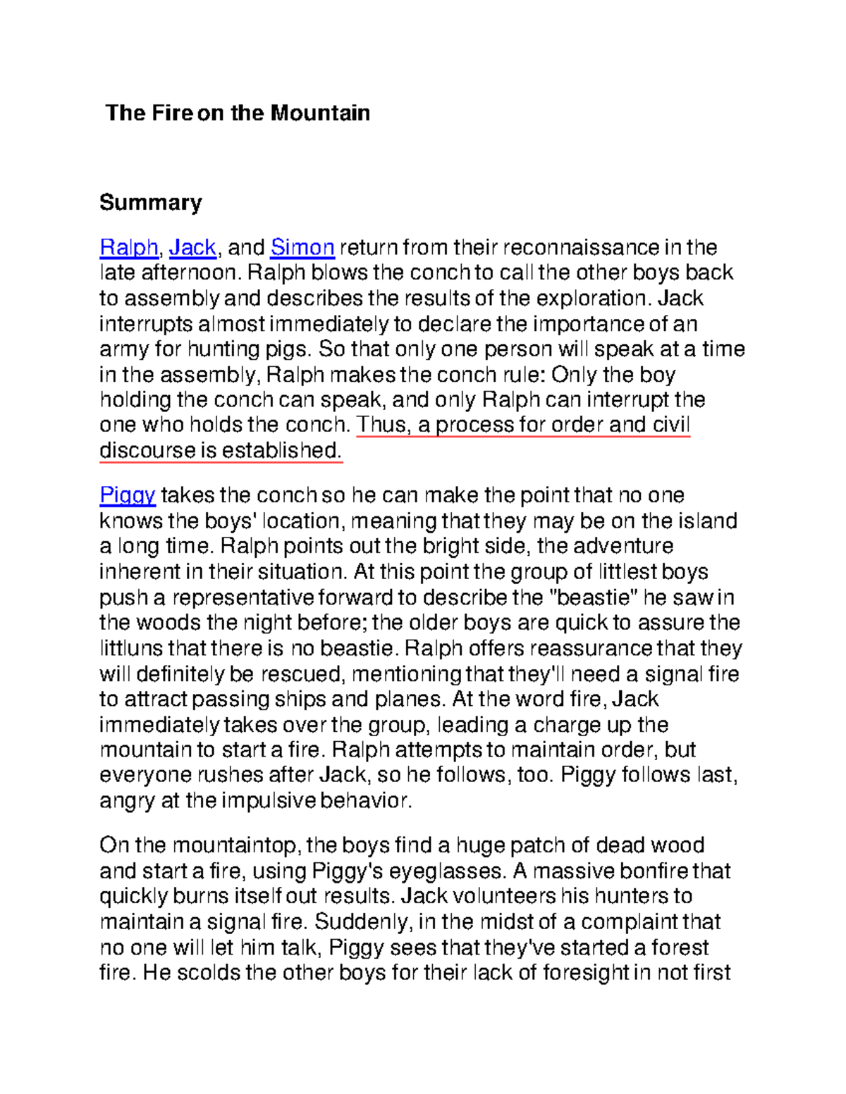 The Fire on the Mountain critical analysis - The Fire on the Mountain ...