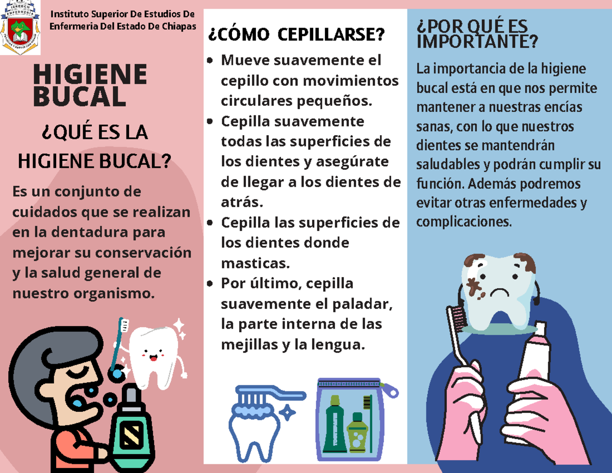 Triptico Higiene Bucal - Mueve suavemente el cepillo con movimientos ...