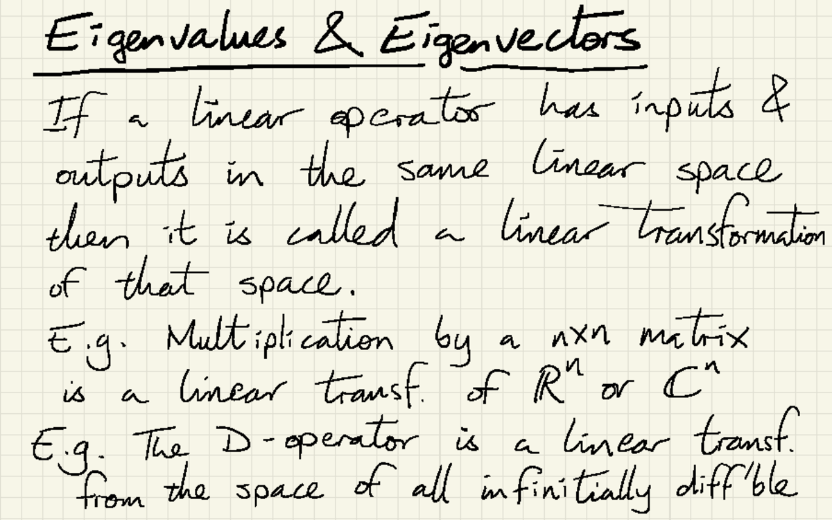 Algebra for 2nd yr 1st semester - Ei¥generators If a linear operator ...