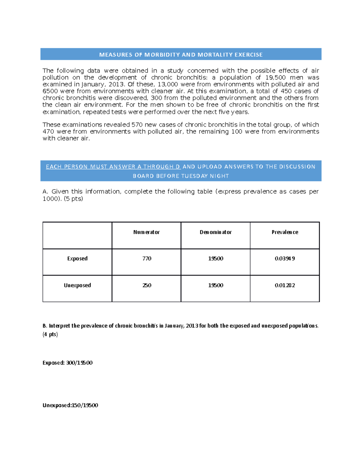 Measures of Morbidity and Mortality Class Exercise Fall 2021 (1 ...