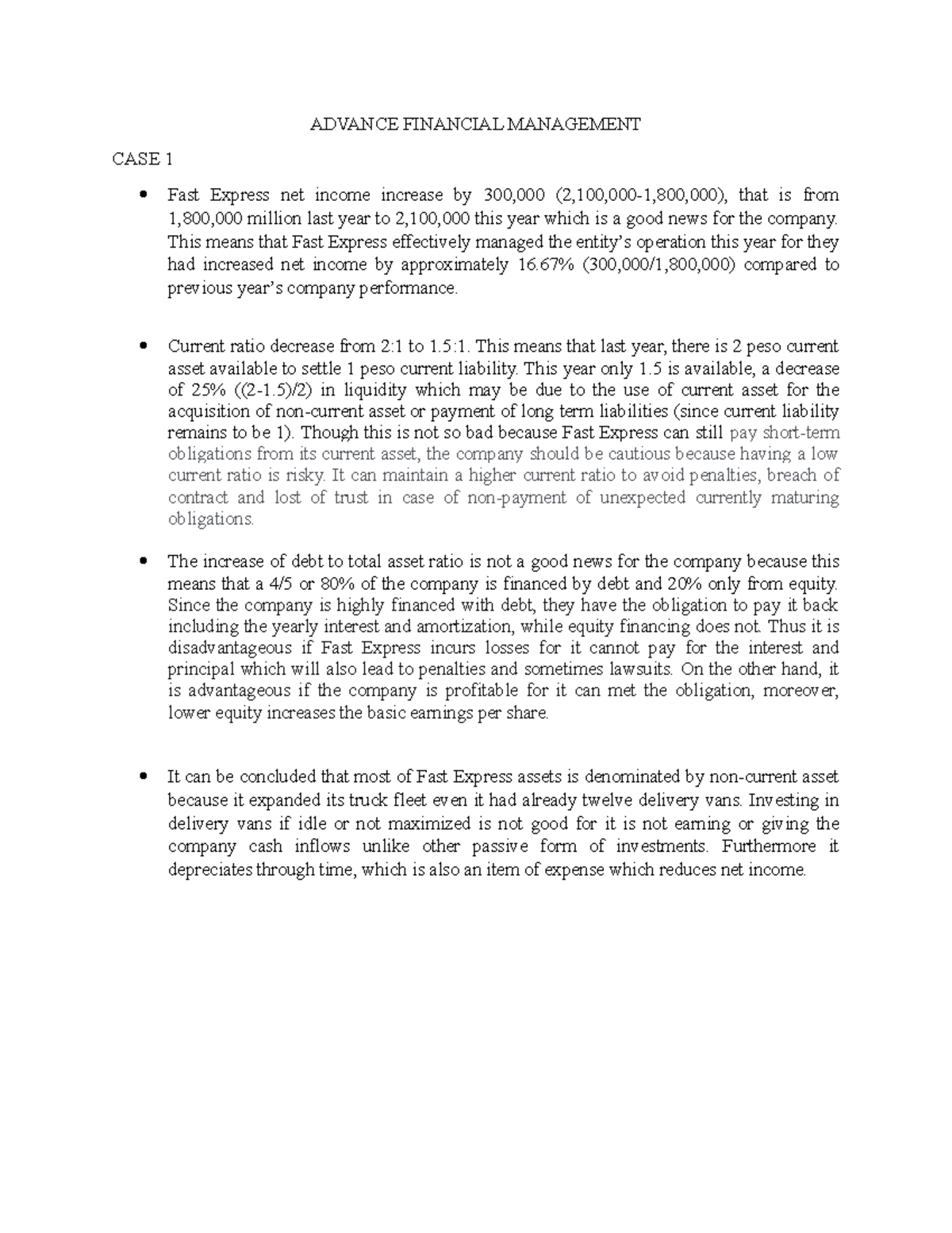 Advanced Financial Management ADVANCE FINANCIAL MANAGEMENT CASE 1 advanced-financial-management-advance-financial-management-case-1