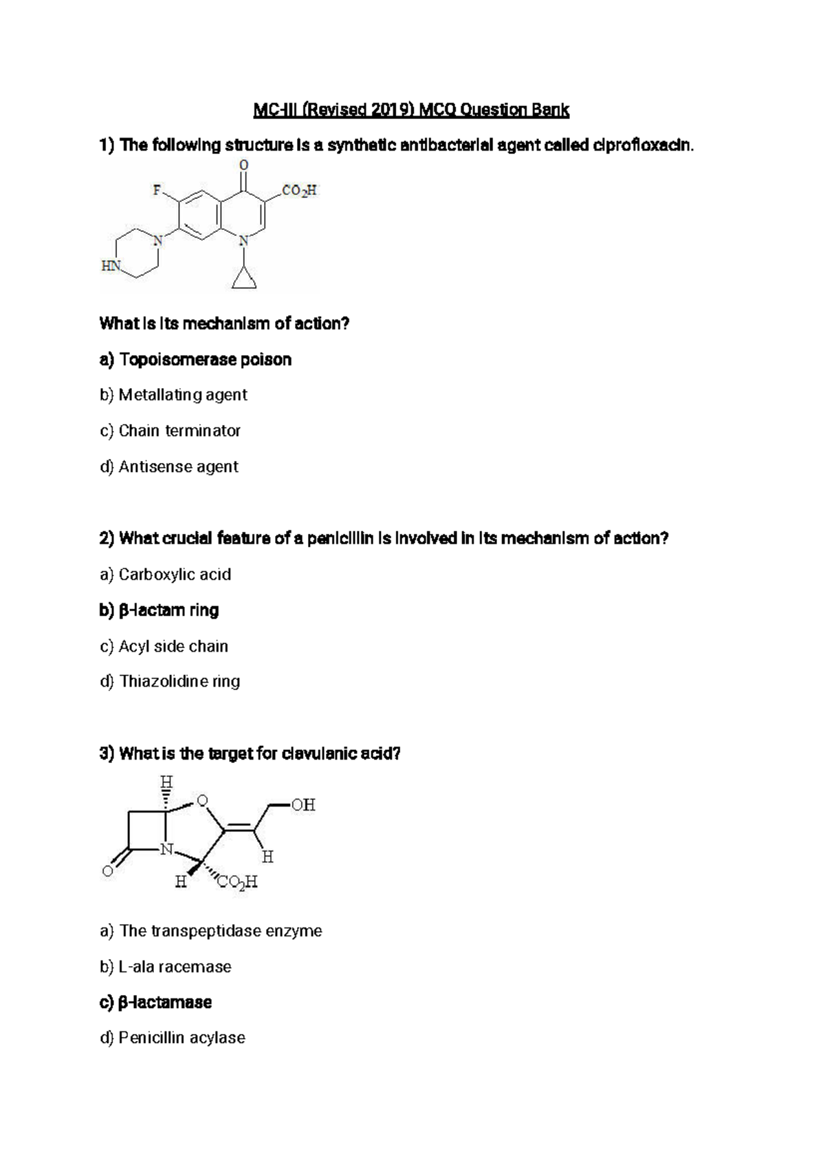 Revised Final Question BANK FOR MC-III , SEM VI - MC-III(Revised 2019 )MCQQuestionBank 1 - Studocu