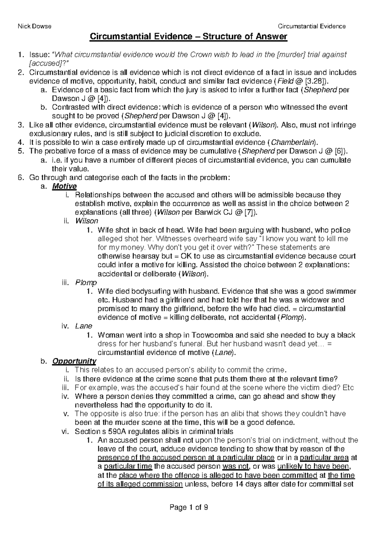 Circumstantial Evidence - Structure or Answer - Circumstantial Evidence ...