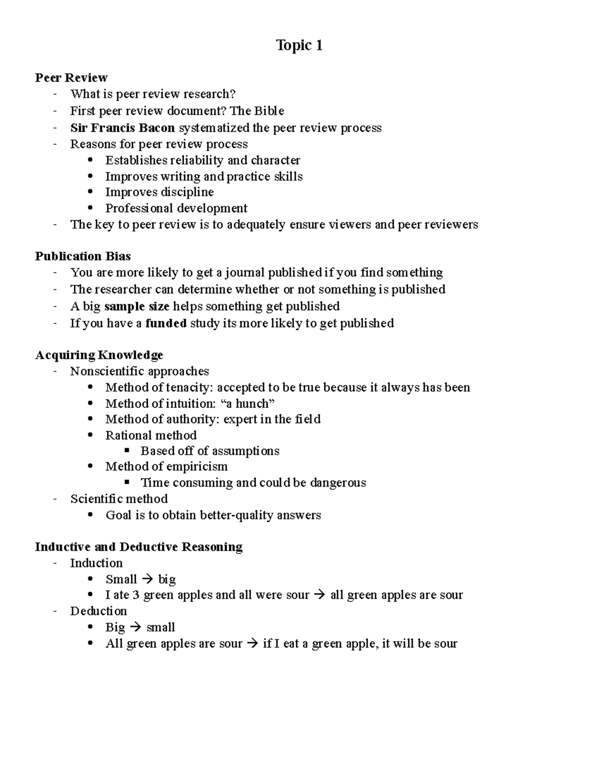 Notes - Topic 1 Peer Review - What is peer review research? - First ...