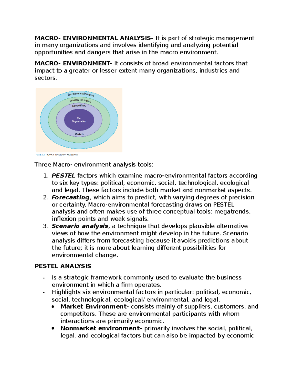 Notes on macroenvironment analysis - MACRO- ENVIRONMENTAL ANALYSIS- It ...