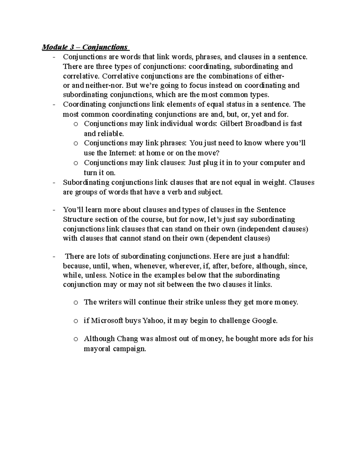 Module 3 conjunctions JCM 103 - Module 3 – Conjunctions - Conjunctions ...