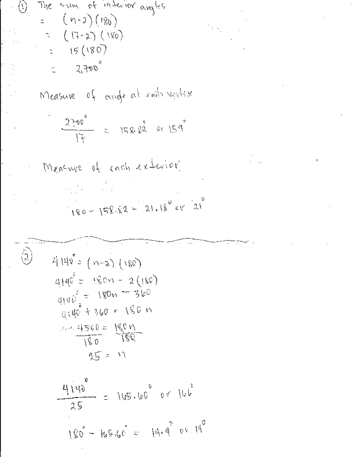 Table completion solutions - The sum of interior angles (180) . ( 17 2 ...