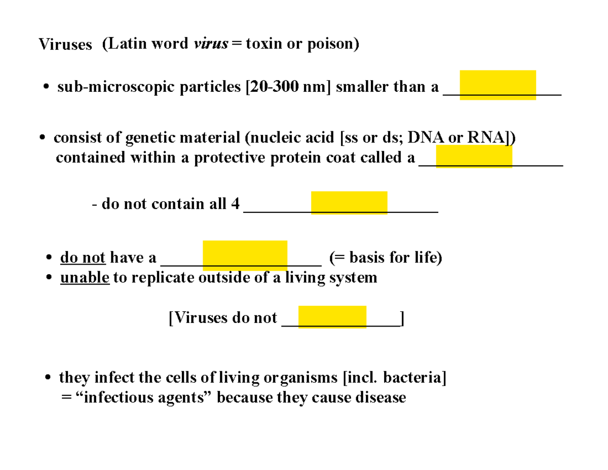 Lecture notes - 3 2018-2019 - Viruses (Latin word virus = toxin or ...