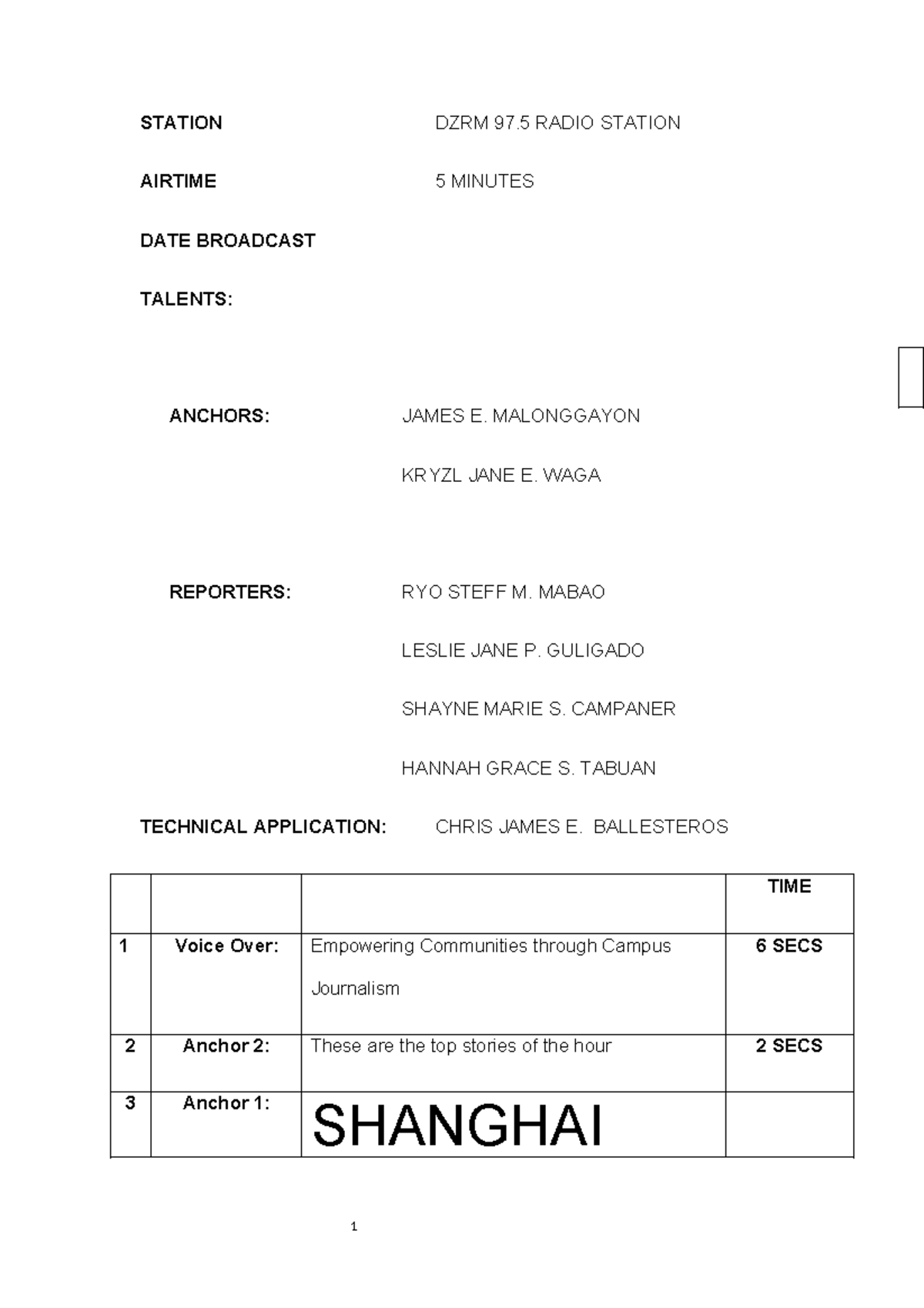 Radiobroad-script-eng1 - STATION DZRM 97 RADIO STATION AIRTIME 5 ...