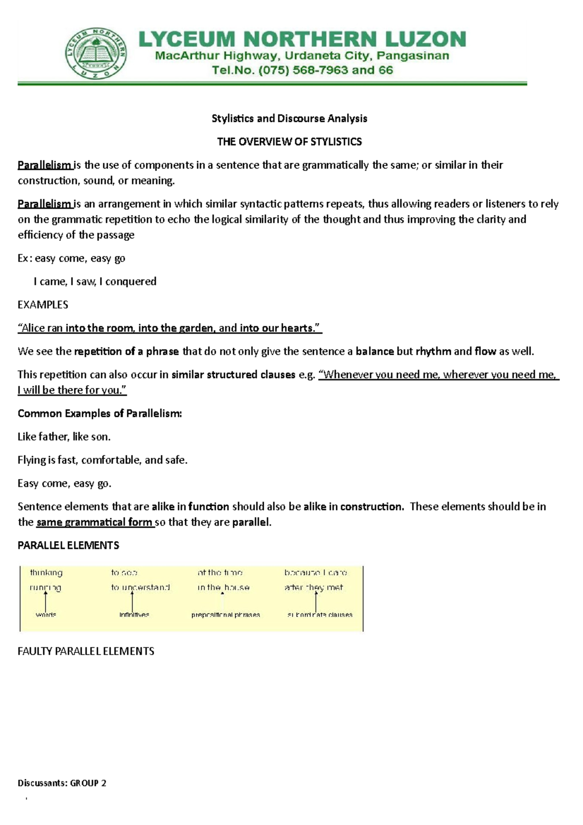 Group 2 Report in Stylistics - Stylistics and Discourse Analysis THE ...
