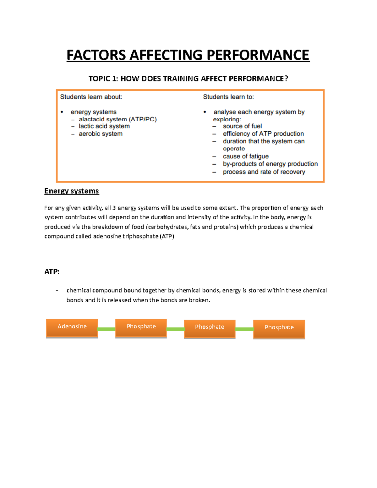 Factors affecting performance - FACTORS AFFECTING PERFORMANCE TOPIC 1 ...