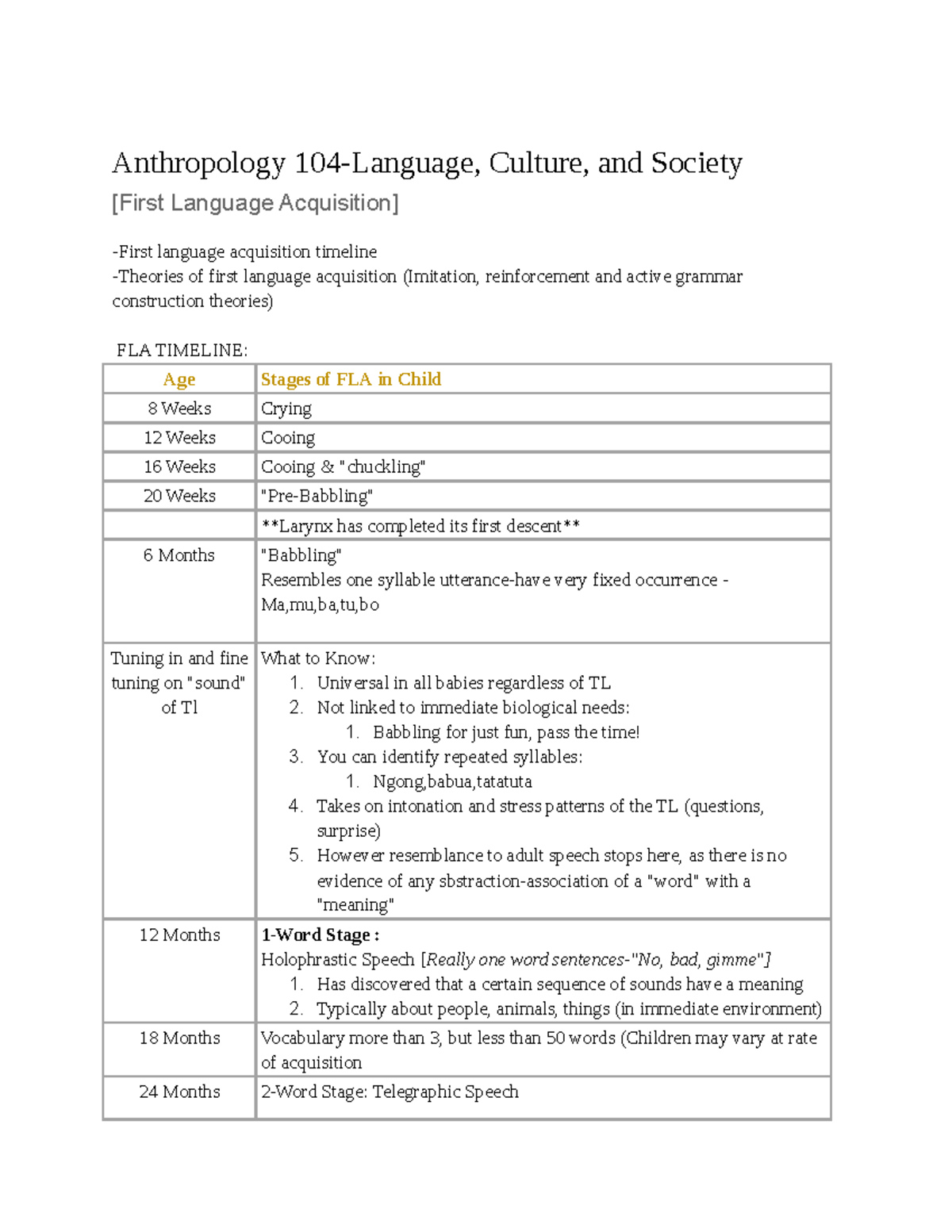 2020-Anthropology 104-First Language Acquisition lecture notes week8 ...