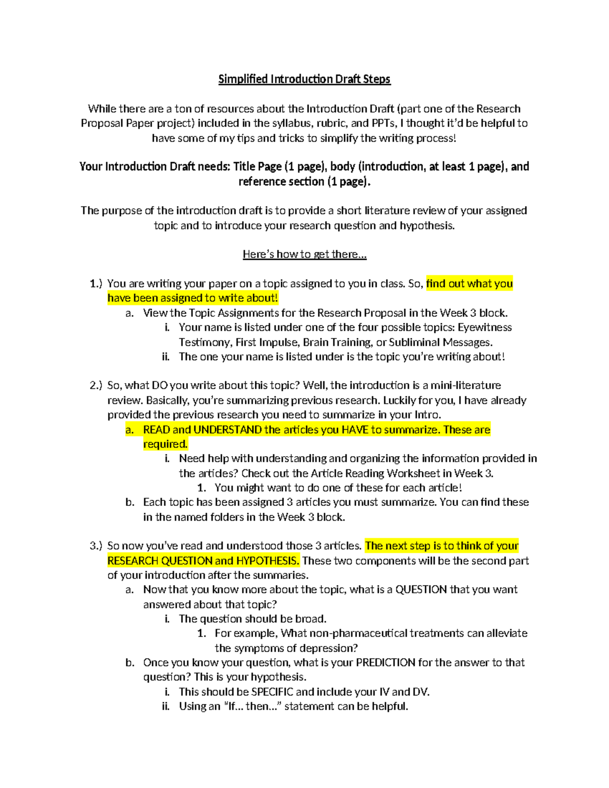 Simplified Introduction Draft Steps - The purpose of the introduction ...