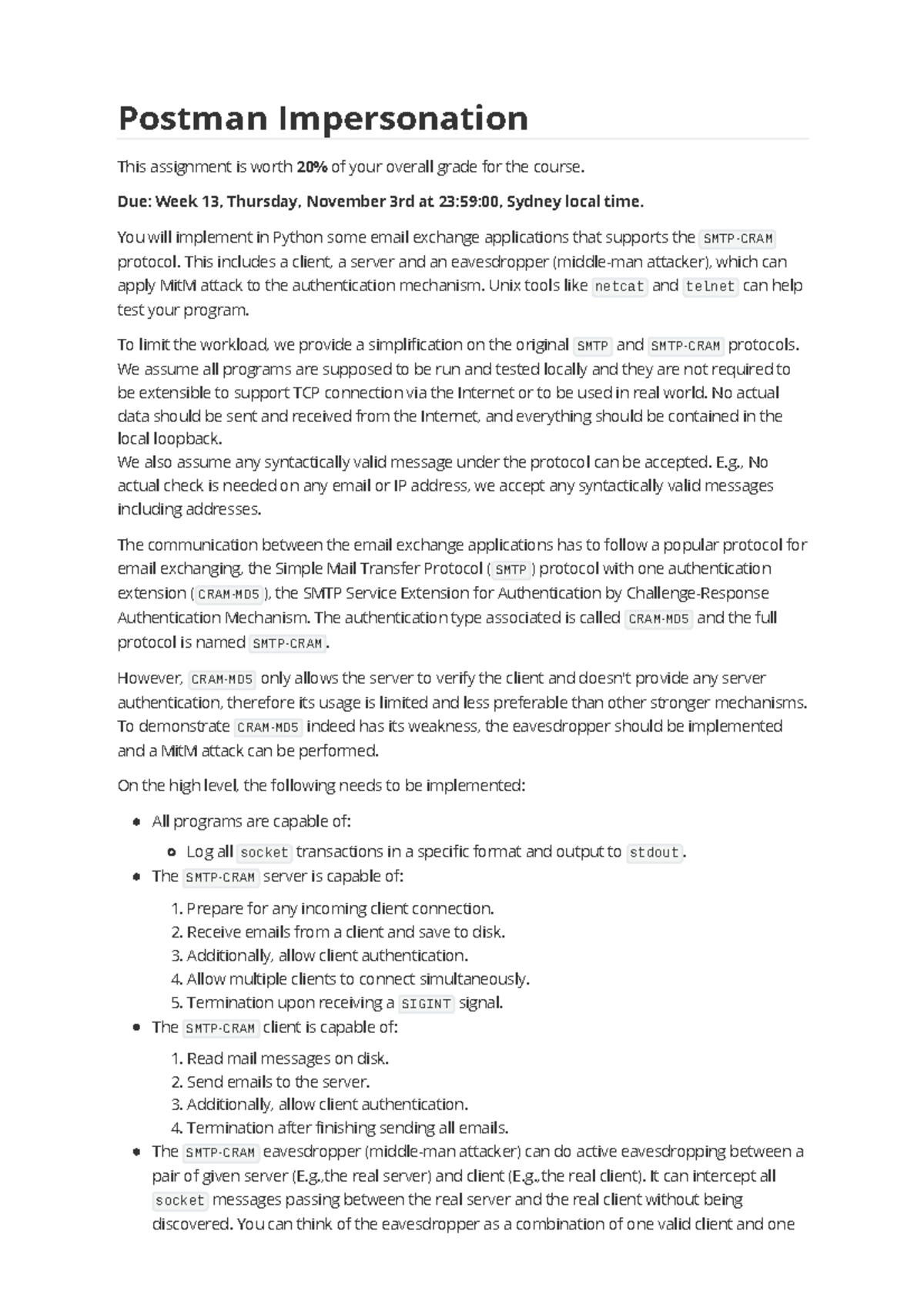 Postman Impersonation - Postman Impersonation This assignment is worth ...