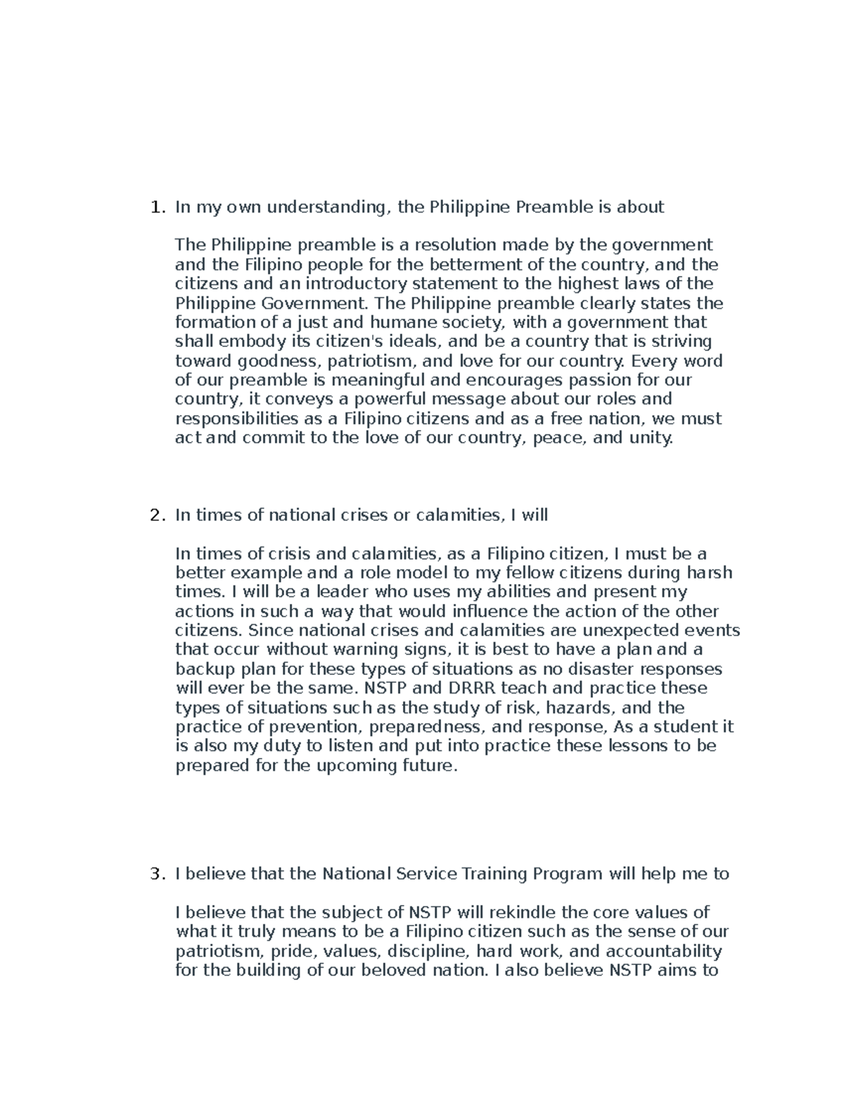 Firmalo LA1 NSTP - Assignment/Notes - In my own understanding, the ...