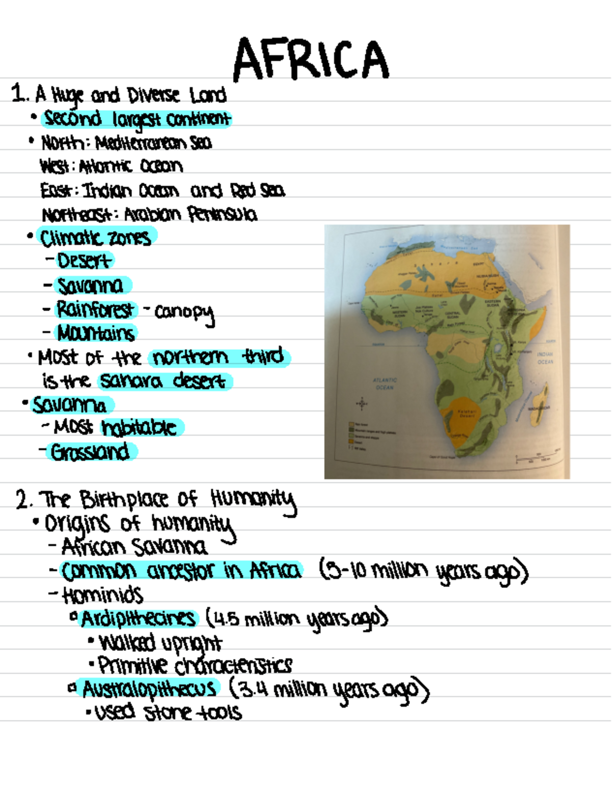 Chapter 1 Africa - AFRICA 1. A Huge and Diverse Land • second largest ...