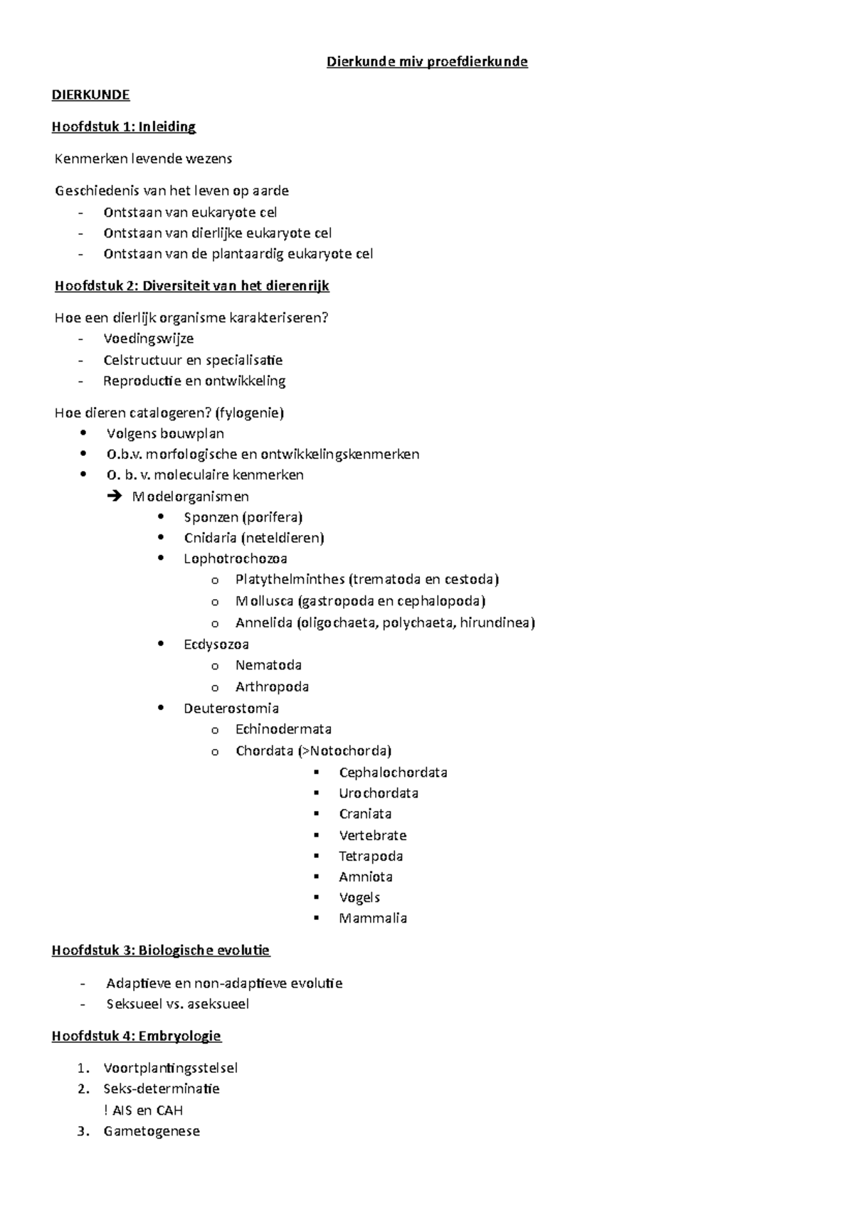 Inhoudstafel dk en pdk - Inhoudsopgave - Dierkunde miv proefdierkunde ...