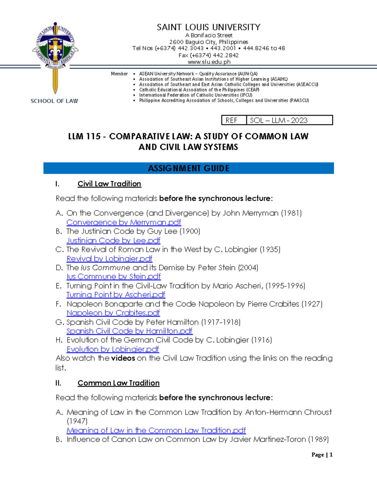 LLM 115 Assignment Guide S2AY2023-2024 (JRChong) - A Bonifacio Street ...