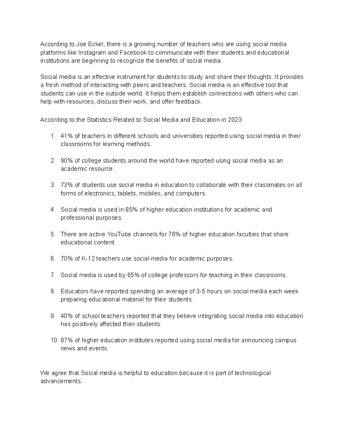 Debate - According to Joe Eckel, there is a growing number of teachers ...