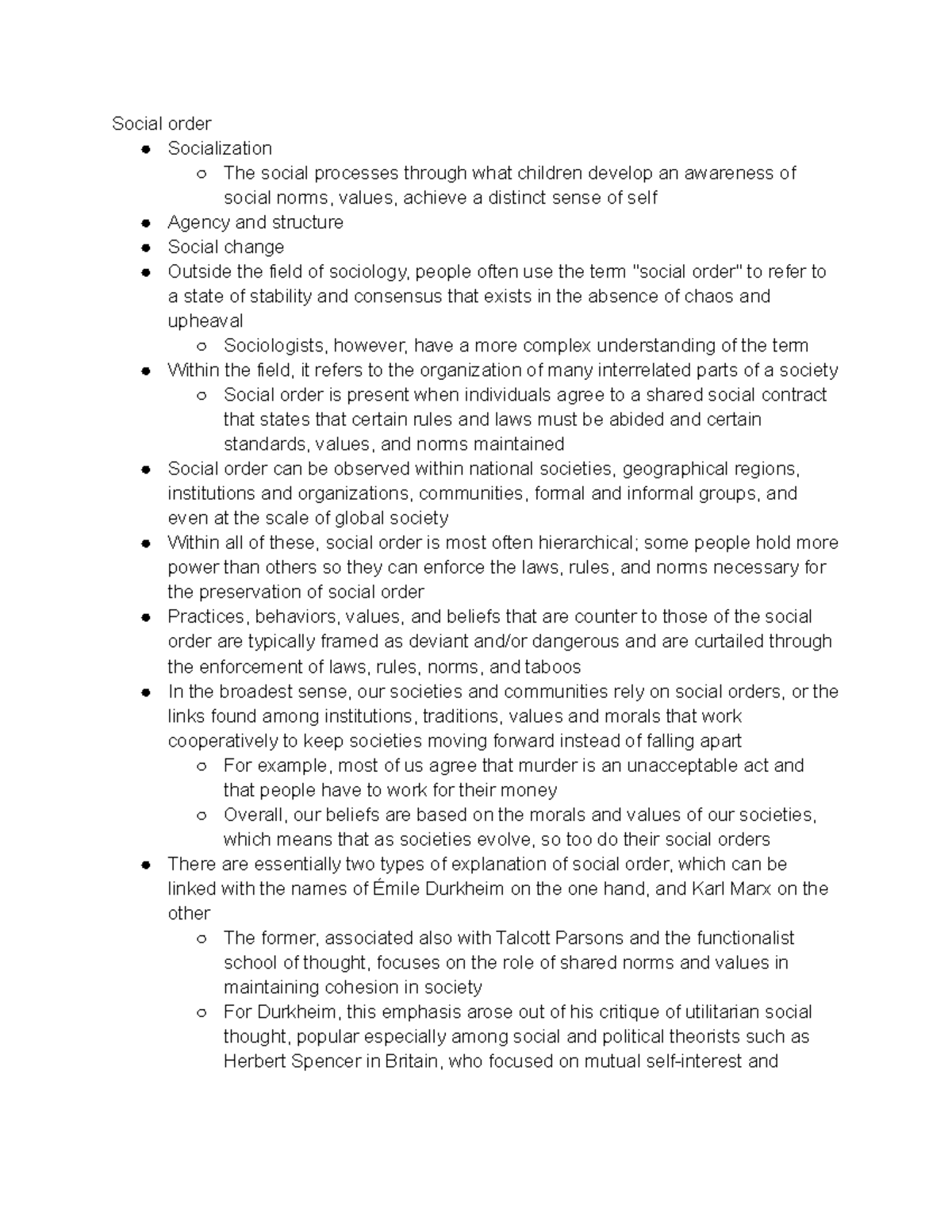 Sociology 101 social order - Social order Socialization The social ...