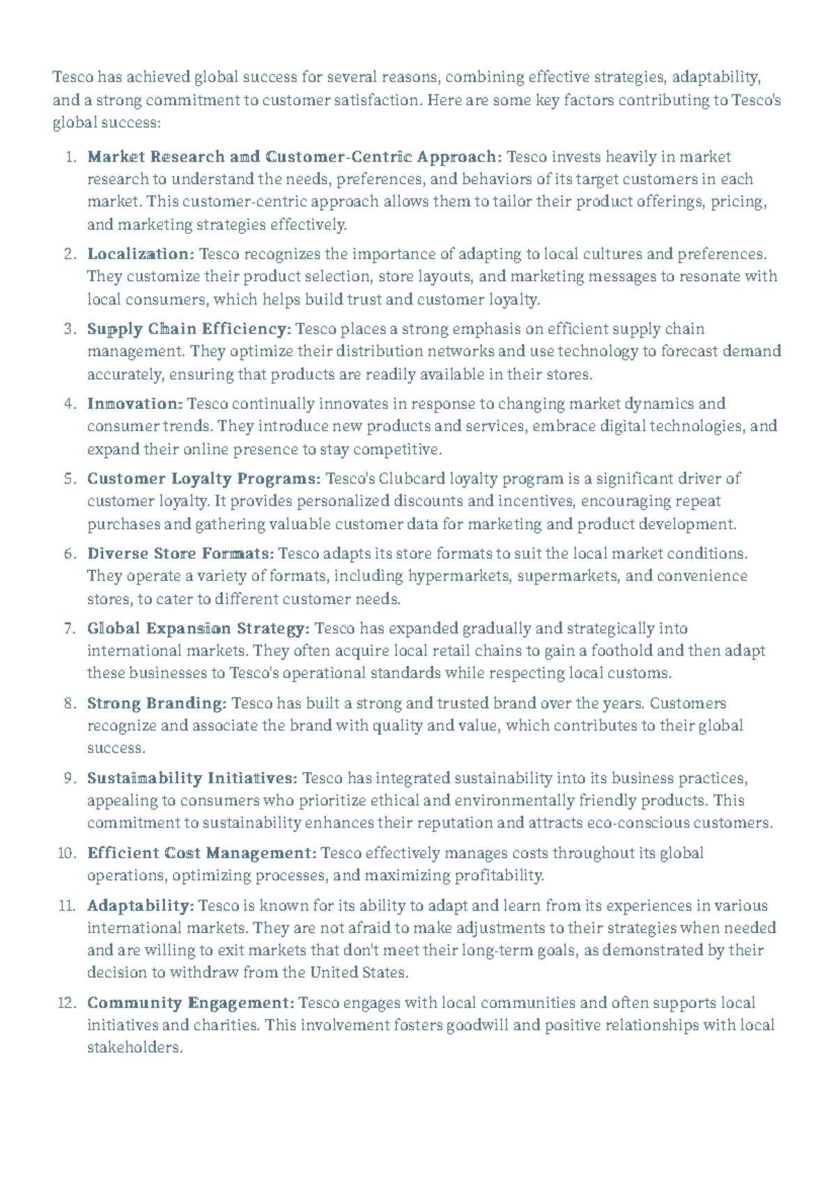 Company Overview 3 - tesco - Tesco has achieved global success for ...