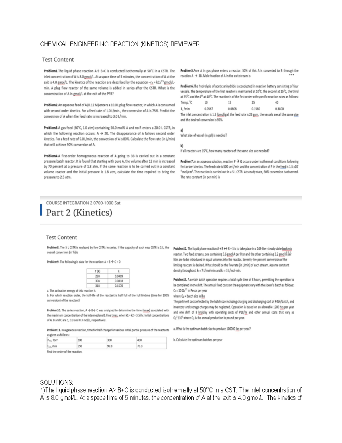 Kinetics- Reviewer- Complete - CHEMICAL ENGINEERING REACTION (KINETICS ...